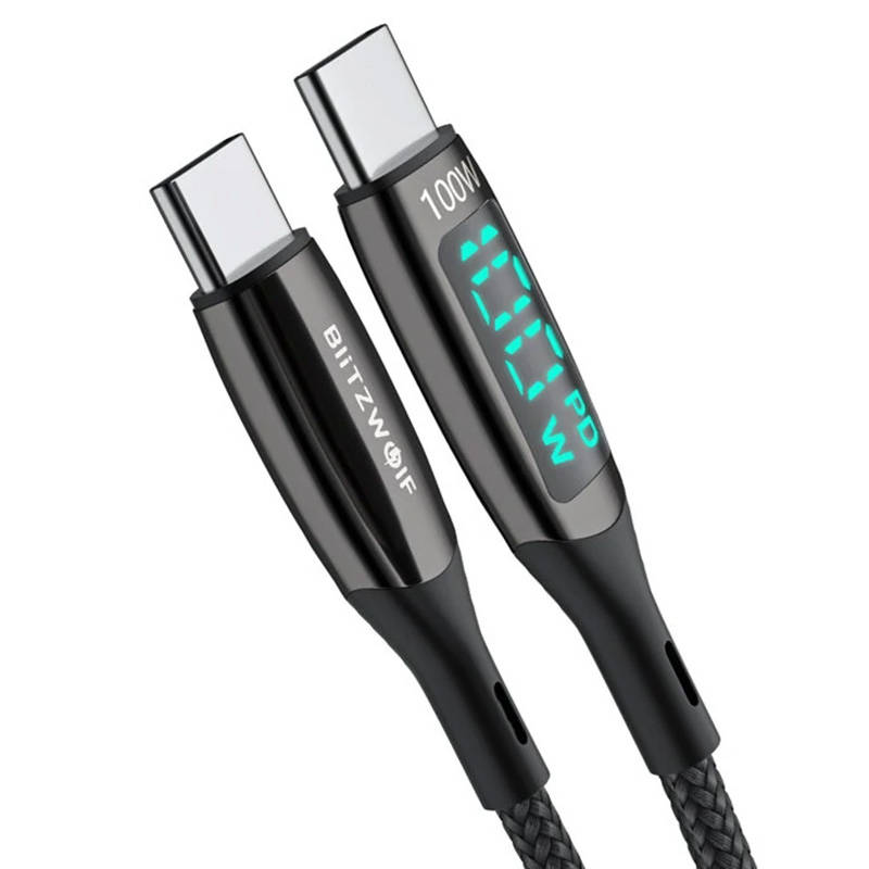USB-C to USB-C cable BlitzWolf BW-TC23, with display, 100W, 0.9m (black ...